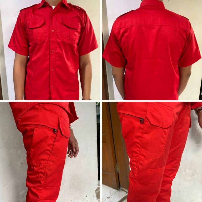 Jual SETELAN KEMEJA PDL TACTICAL MERAH SERAGAM AGUSTUSAN KEANGGOTAAN ...