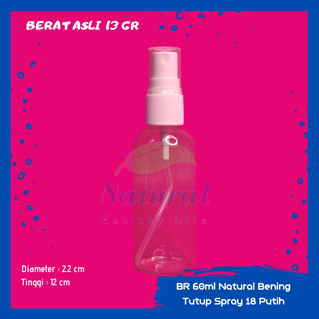 Jual Botol 60ml Natural Spray Putih Neck 18 Bahan PET | Shopee Indonesia