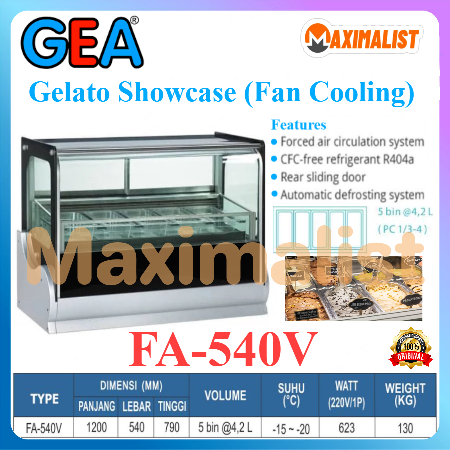 Jual GEA FA-530V F-A530V Countertop Gelato Showcase - Showcase Pemajang ...