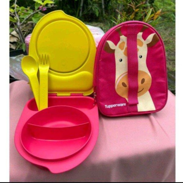 Jual TUPPERWARE Promo Sale !! Kiddos Lunch box with Bag Pink Jerapah ...