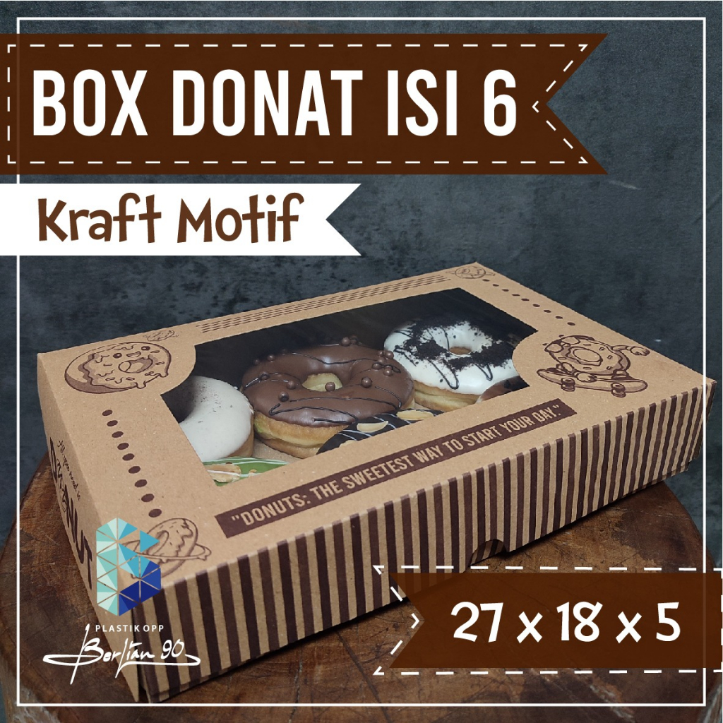 Jual Box Donat Isi 6 Motif Jendela uk 27x18x5 CM Jendela ISI 50 PCS Box Donat | Shopee Indonesia