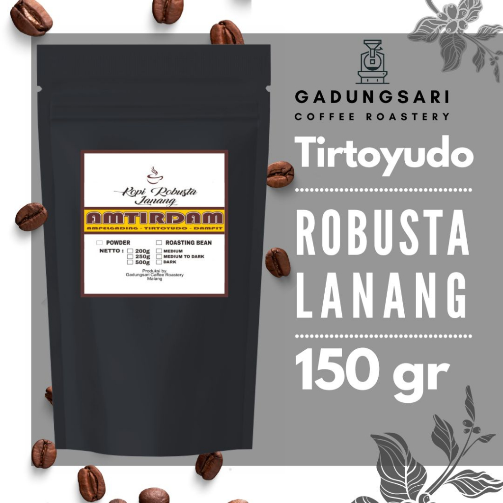 Jual Kopi Robusta Lanang Tirtoyudo 150 gram Peaberry Single Bean ...