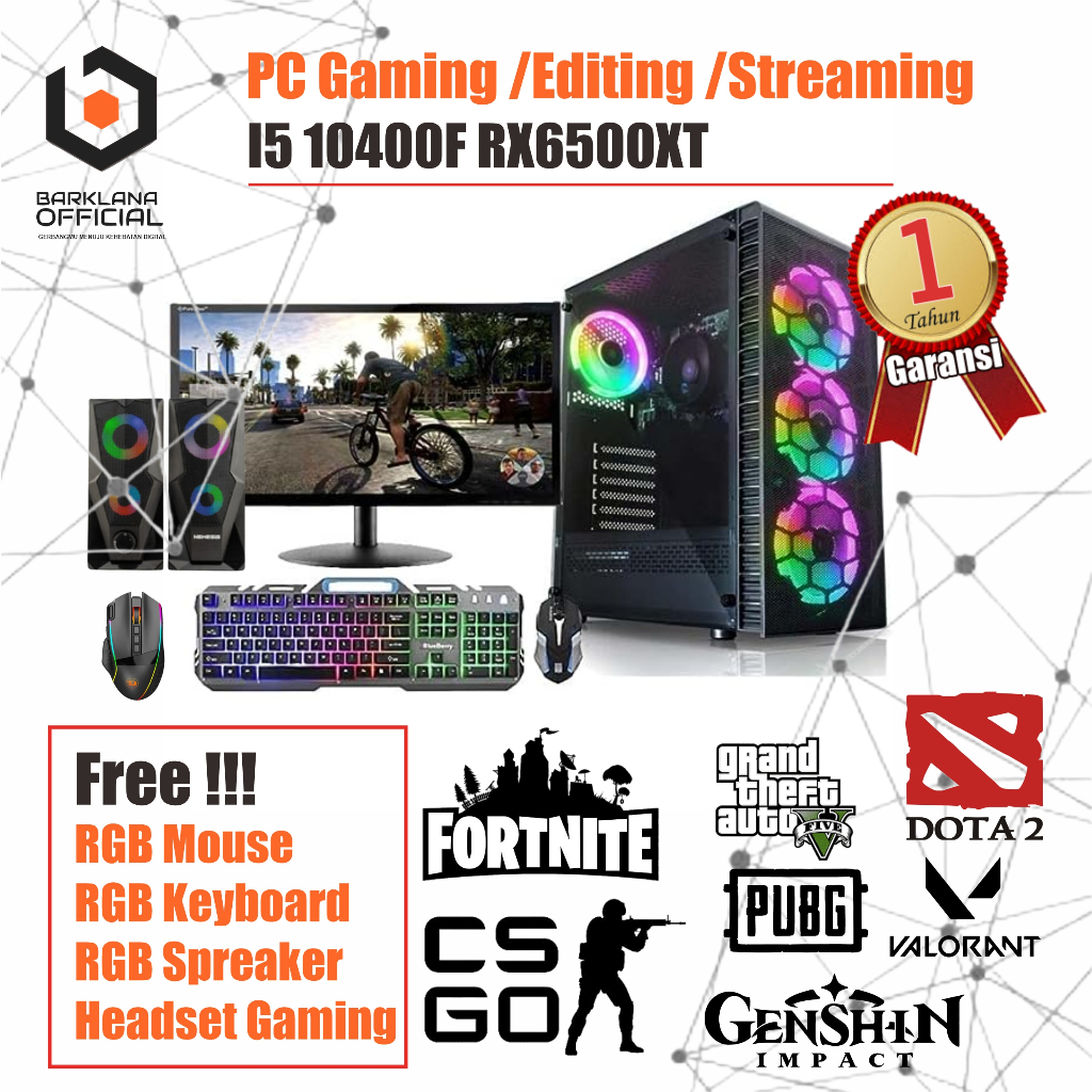 Jual PC GAMING CORE I5 10400F / 16GB / RX6500XT FULL SET PC GAMING / DESIGN / LIVESTREAMING ...
