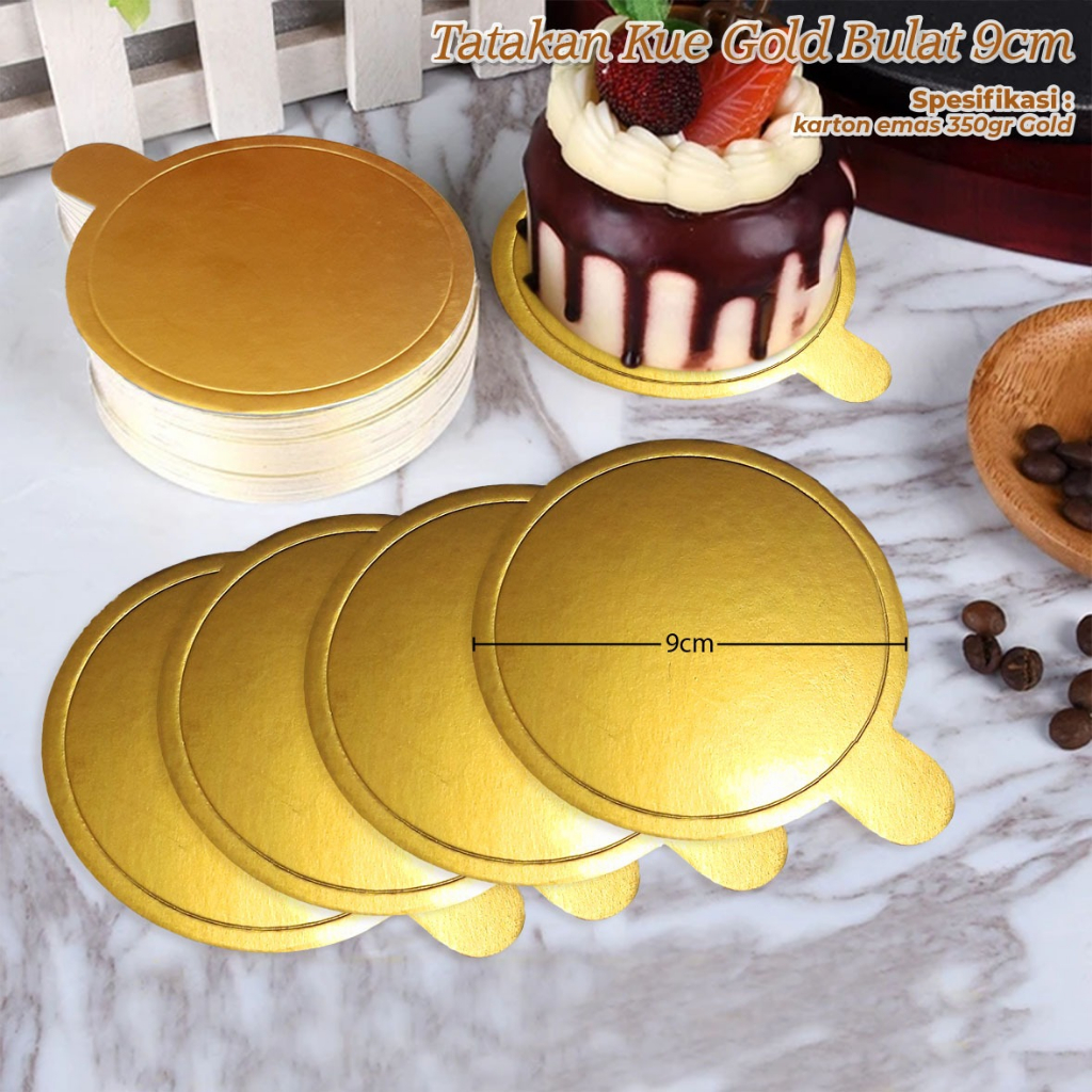 Jual Tatakan Kue Tatakan Donat Tatakan Kue Gold Bulat 9 Cm 1 Bal 500 Pcs Shopee Indonesia