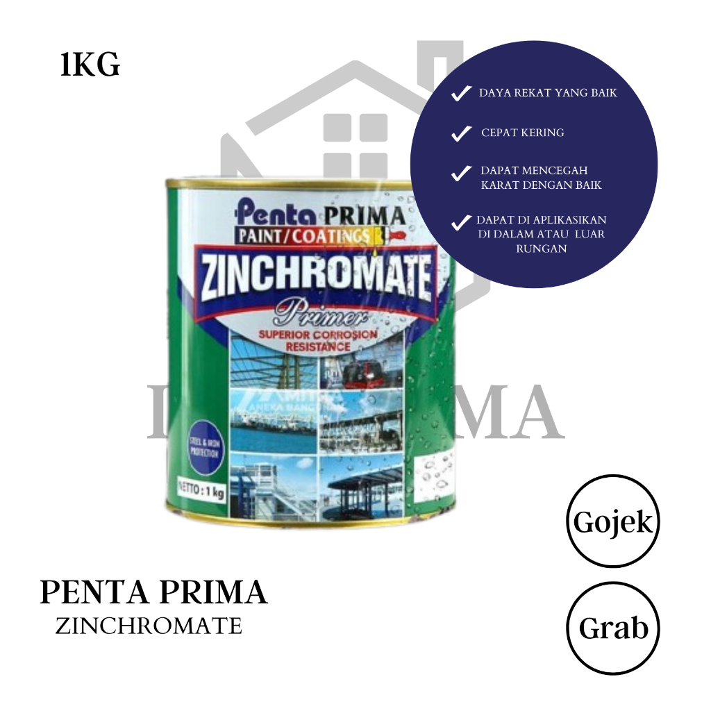 Jual CAT DASAR BESI BAJA ANTI KARAT ZINCHROMATE PENTA PRIME 1KG ...