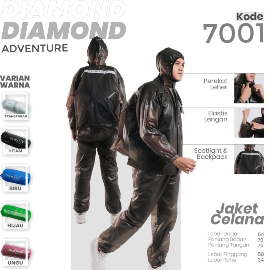 Jual Jas Hujan Setelan Jaz Ujan Dewasa Mantel Plevia Diamond Adventure 7001 | Shopee Indonesia