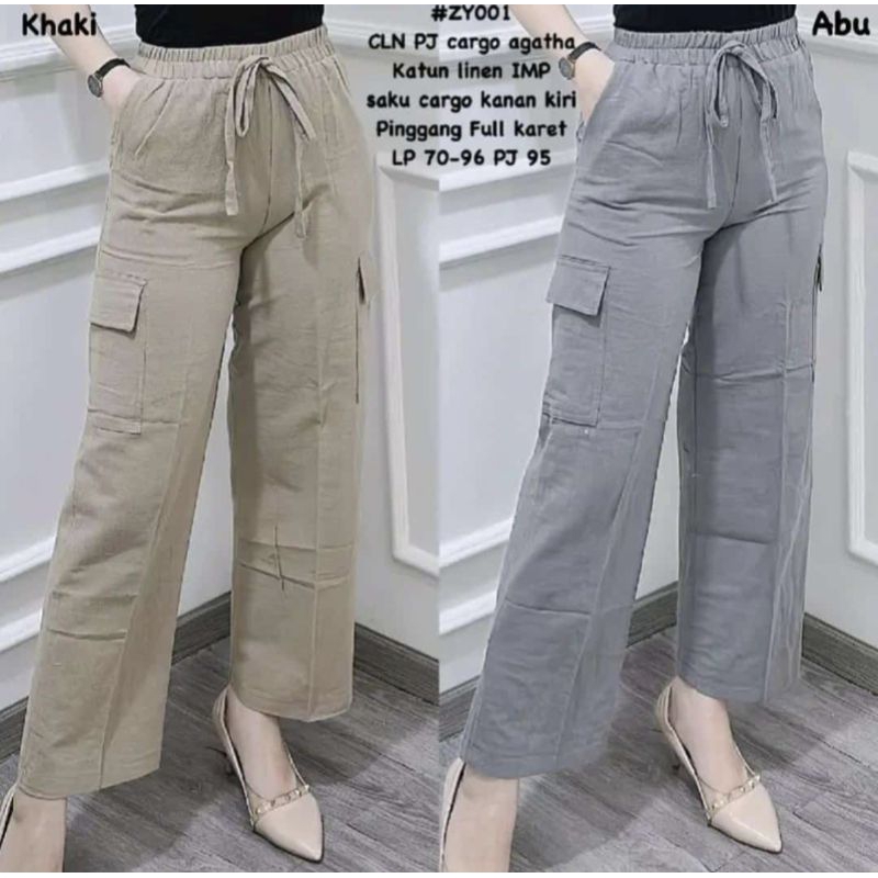 Jual ZILKA - CELANA KULOT CARGO WANITA LINEN CRINKLE KOREAN STYLE TERBARU | Shopee Indonesia