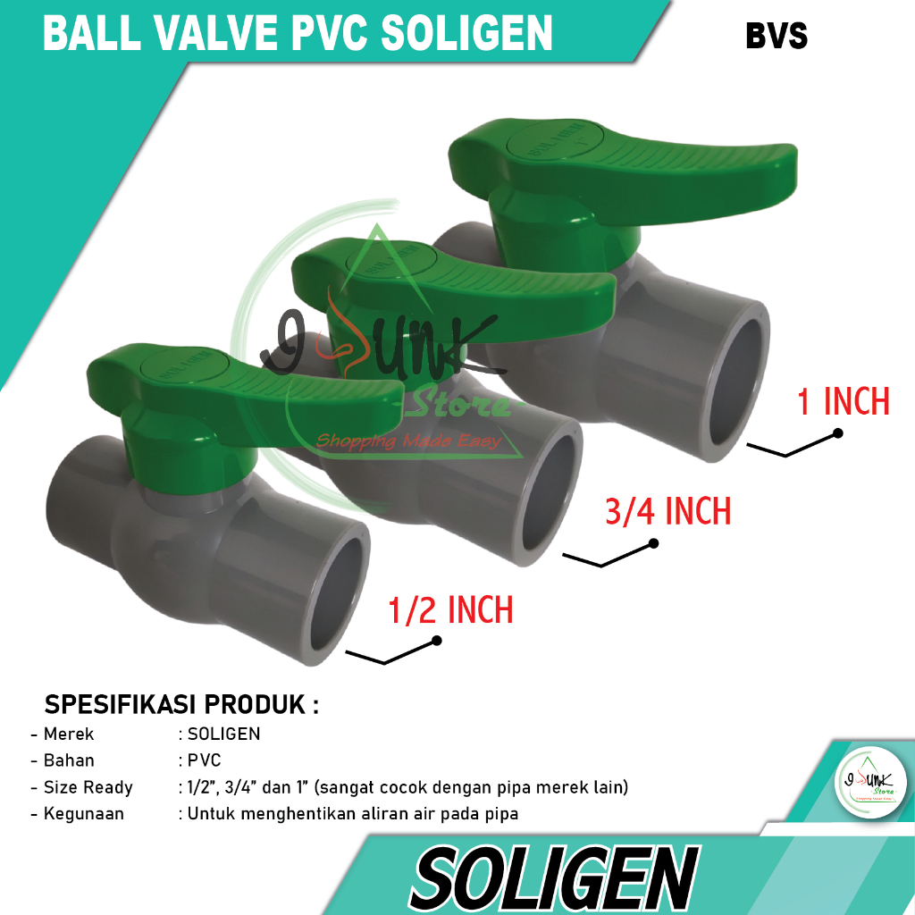 Jual Ball Valve SOLIGEN Stop Kran PVC 1/2", 3/4", 1" - Soligen | Shopee ...