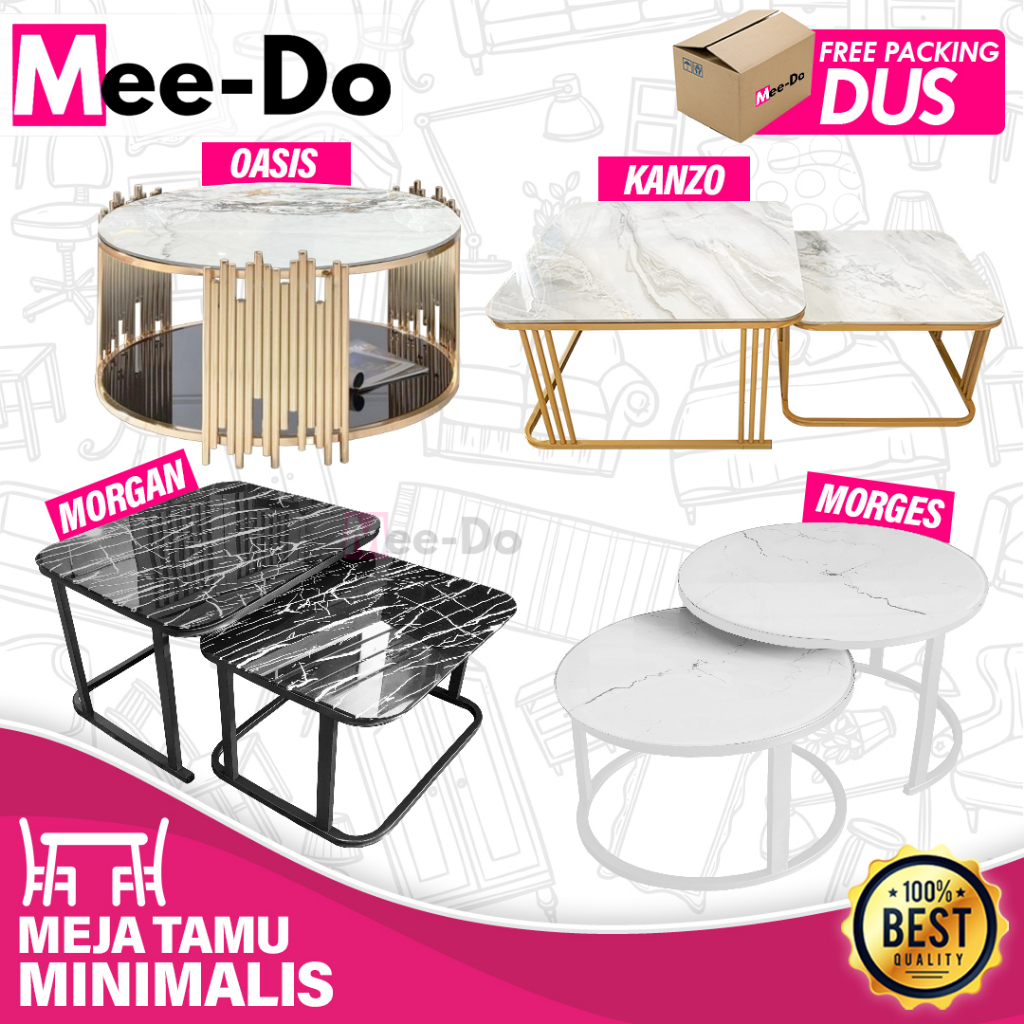 Jual Meja Tamu Sudut Coffee Table 2 Susun Granit Kaca | Shopee Indonesia