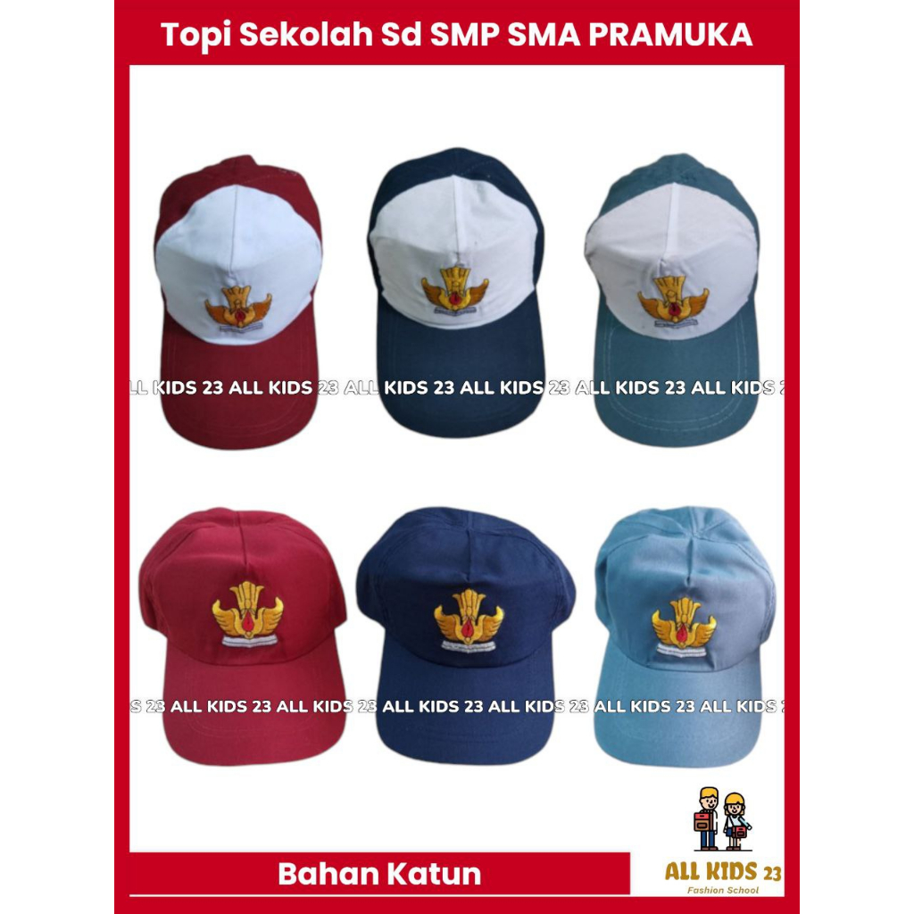 Jual Topi Sekolah SD/SMP/SMA/PRAMUKA Logo Bordir Double Warna Dan Polos ...
