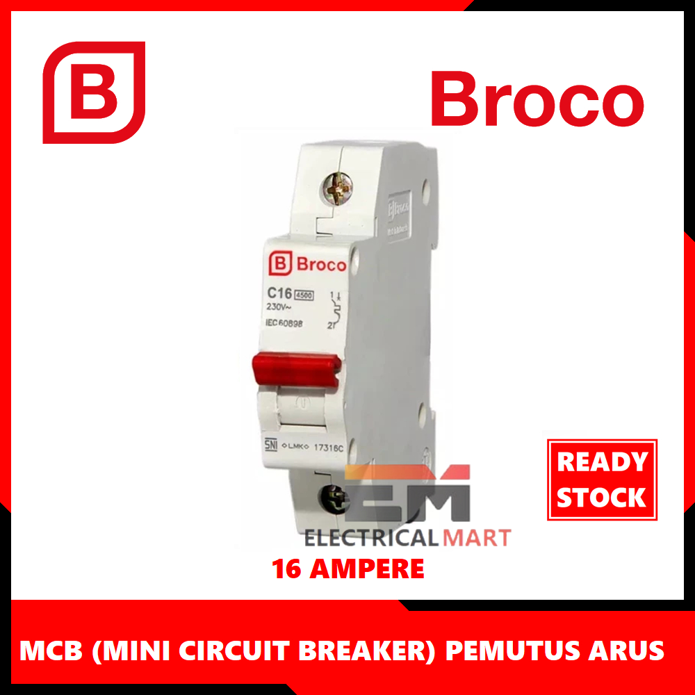 Jual MCB Broco 2A 4A 6A 10A 16A 20A 25A 32A 40A (17302 17304 17306 ...
