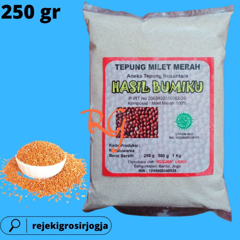 Jual Tepung Millet Merah Organik kemasan 250 GRAM/Tepung Milet Merah ...