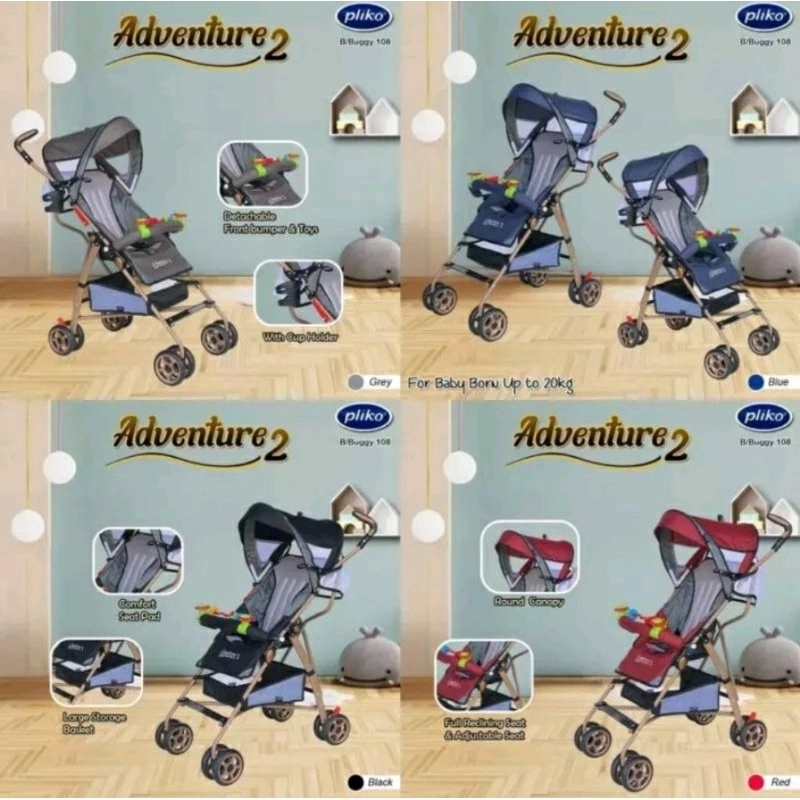 Jual Kereta Bayi Pliko 108 Adventure Baru Baby Stroller Simple Murah | Shopee Indonesia