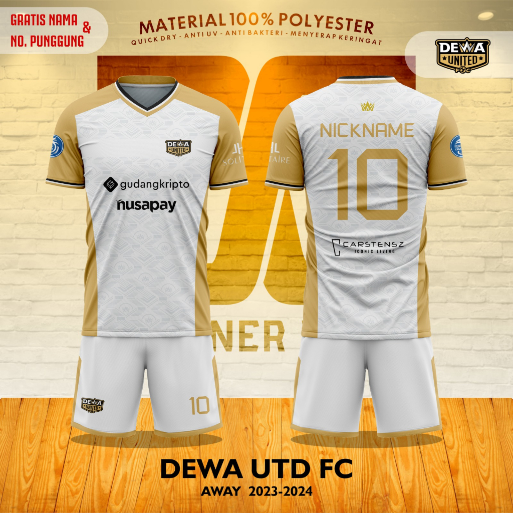 Jual Jersey/Baju DEWA UNITED AWAY 23/24 SUPORTER Gratis Name Set & No ...