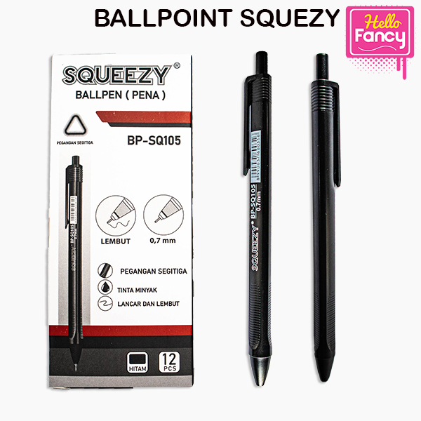 Jual Ballpoint Squeezy Ball Pen 0.7 mm Bolpoin Tinta Bolpen 1 Pak 12 ...
