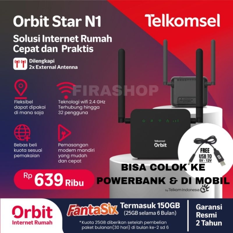 Jual Telkomsel Orbit Star N1 Star N2 Modem WiFi 4G Free 150GB Kuota ...