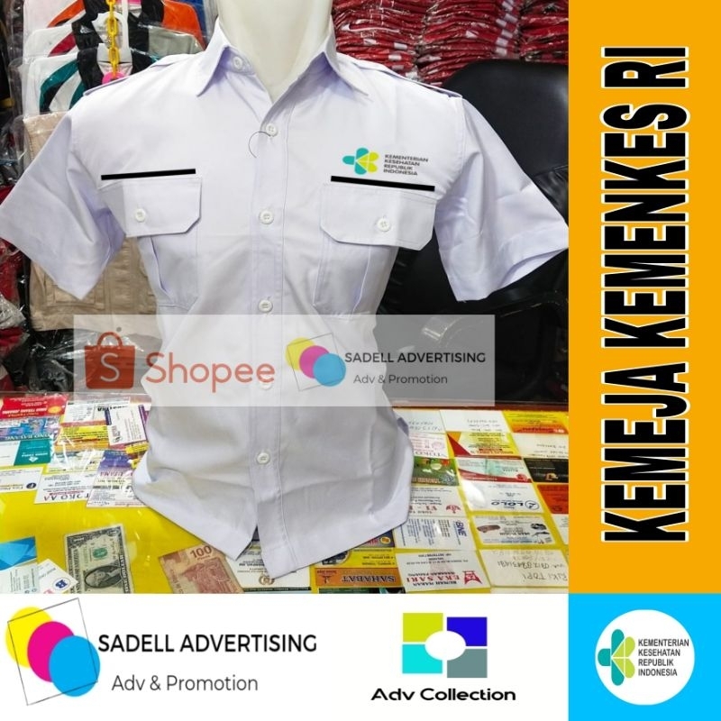 Jual Kemeja Kemenkes RI Seragam Kemenkes RI Putih List Hitam PDH Lengan ...