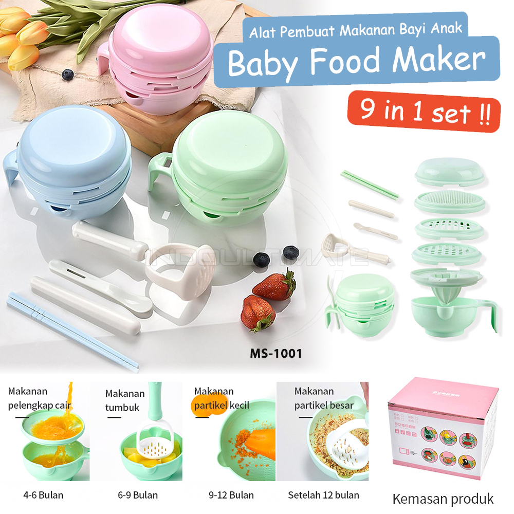 Jual 9IN1 Perlengkapan MPASI Set Makan Bayi Alat Makan Bayi Mangkok ...