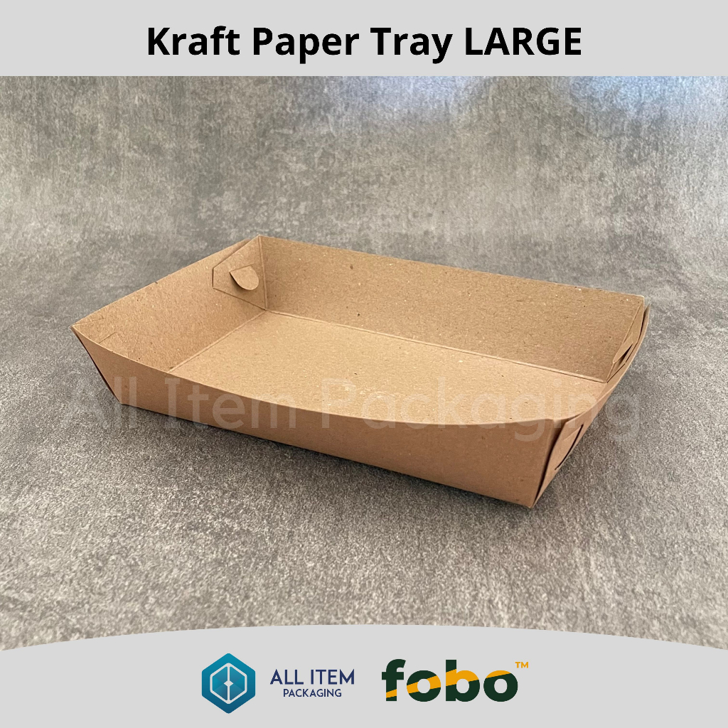 Jual FOBO Kraft Food Tray LARGE / Paper Tray L / Piring Kertas / Snack ...