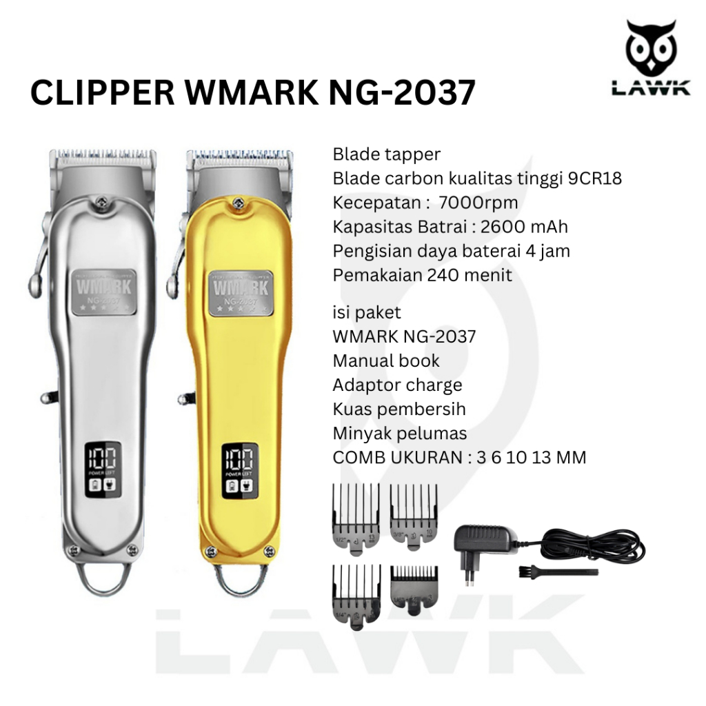 Jual WMARK NG-2037 Cordless Clipper 7000 Rpm Full Metal | Shopee Indonesia