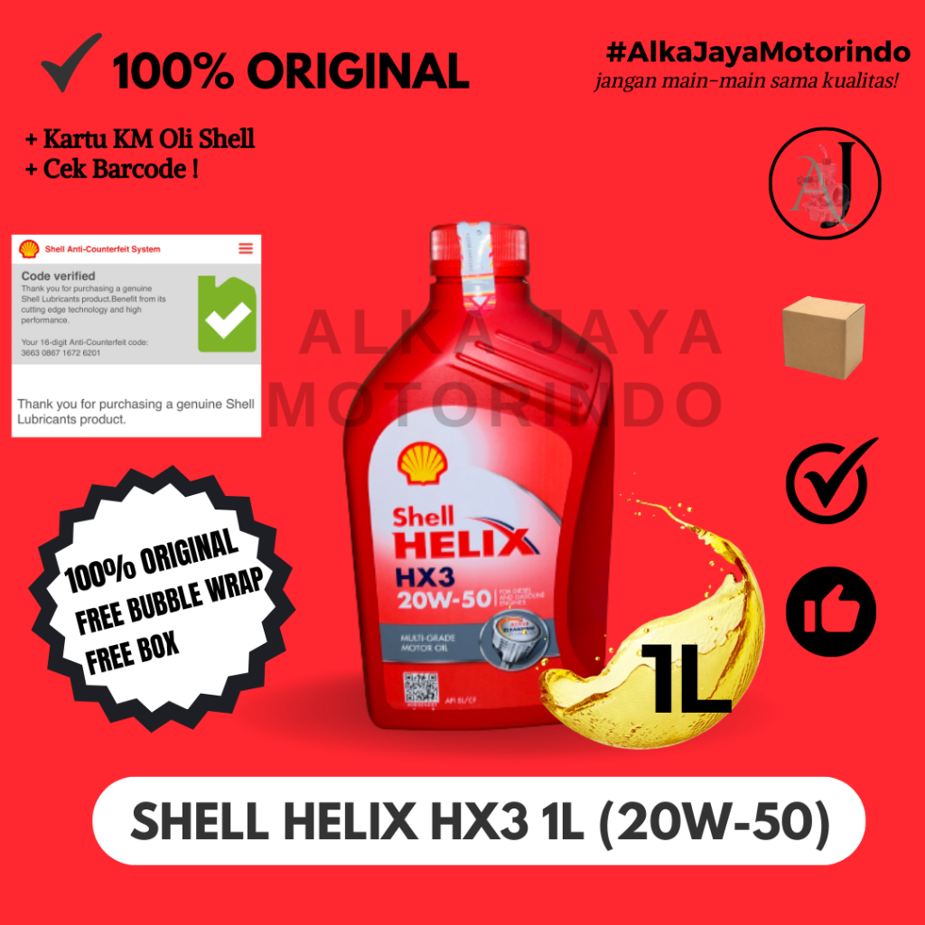 Jual Oli Mesin Mobil Shell Helix HX3 1L SAE 20W-50 ORIGINAL SHELL, CEK ...