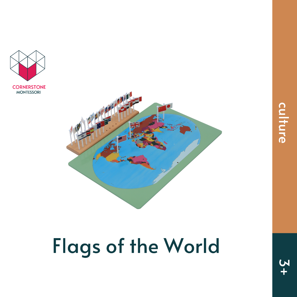 Jual Cornerstone Montessori Preschool Flags of the World - Montessori ...