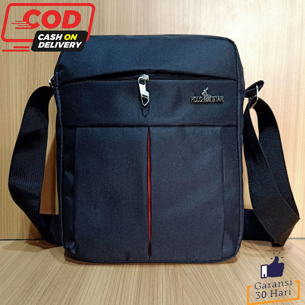 Jual Tas Selempang Pria Polostar OOA Black / Tas Selempang Pria Wanita ...