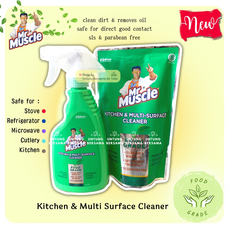 Jual ️UB ️ MR MUSCLE KITCHEN MULTI SURFACE CLEANER FOOD GRADE 500ml ...