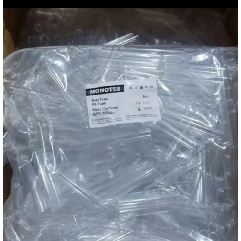 Jual Tabung reaksi plastik 12x75 mm 5ml monotes isi 500 pcs test tube ...