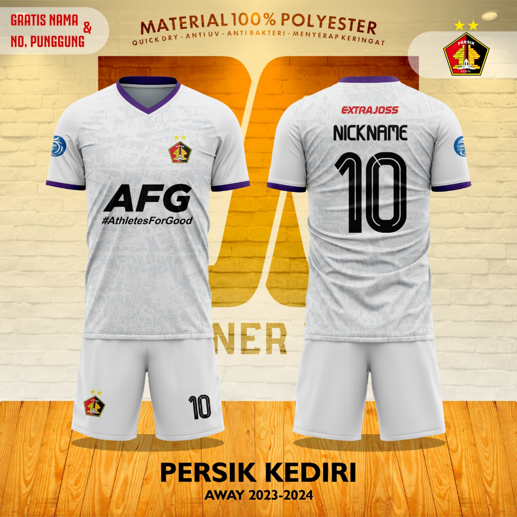 Jual Jersey/Baju PERSIK KEDIRI AWAY 23/24 SUPORTER Gratis Name Set & No ...