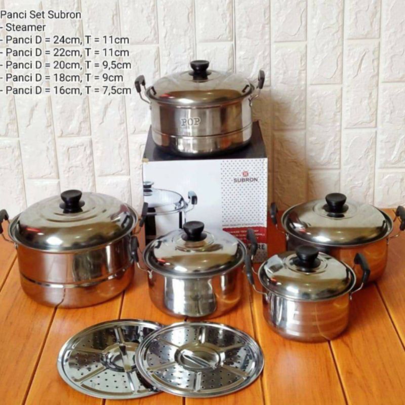 Jual Panci Set 5 Susun Bonus 2Steamer STH-03 (SUBRON) | Shopee Indonesia