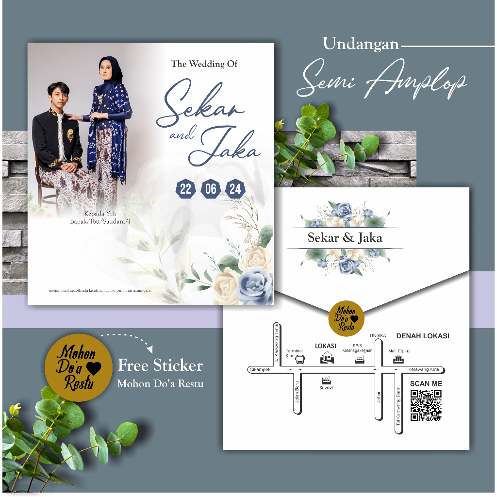 Jual undangan pernikahan semi amplop lipat 3 | Shopee Indonesia