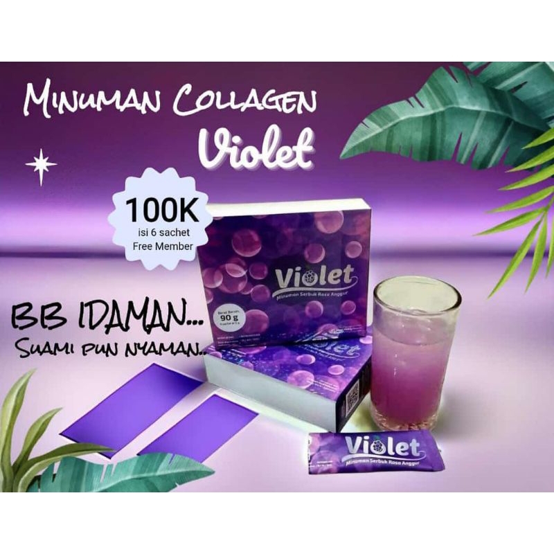 Jual VIOLET collagen BASU/Minuman bercollagen rasa anggur/ untuk diet aman/1box isi 6sachet ...