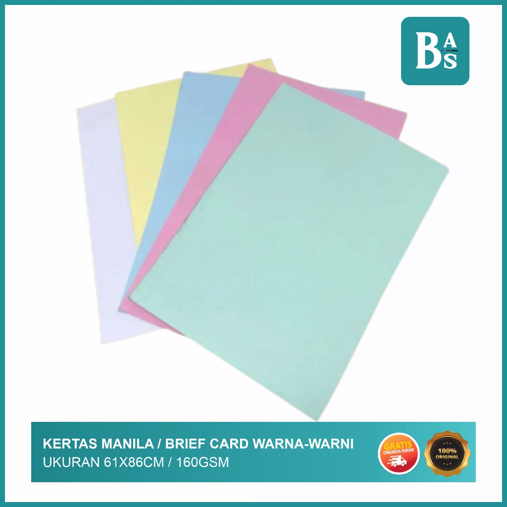 Jual Kertas Manila/Brief Card Warna Warni 160GSM 61 x 86cm | Shopee ...