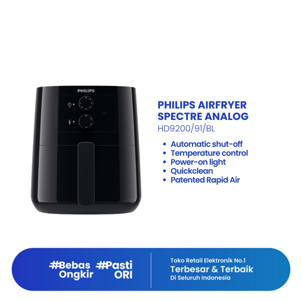 Jual PHILIPS HD 9200/91 - AIR FRYER SPECTRE COM ANALOG 4 LITER 800 WATT | Shopee Indonesia