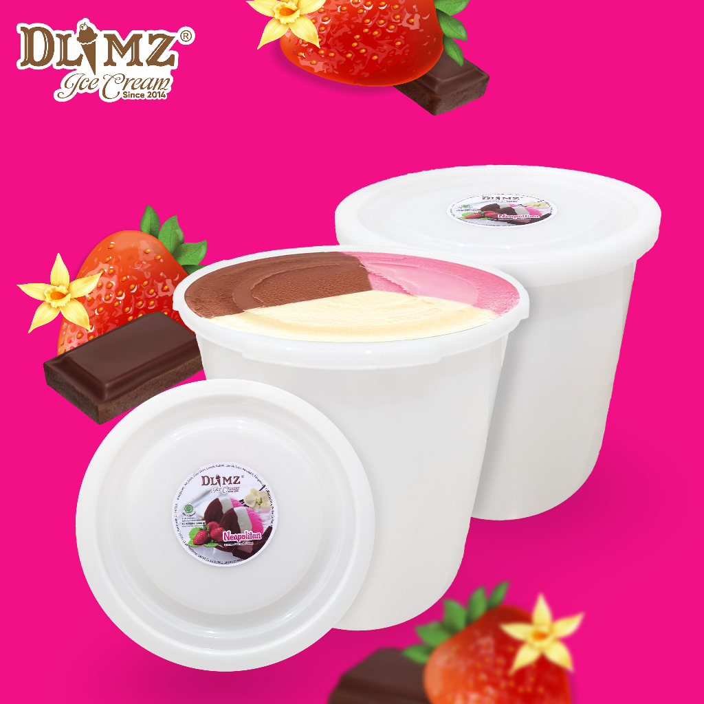 Jual Ice Cream Dlimz 8000ml Bulat (Neapolitan) | Shopee Indonesia