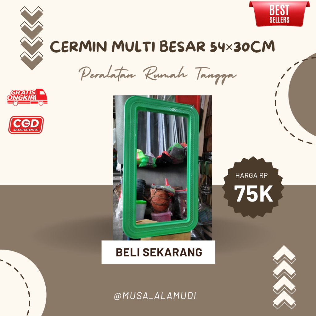 Jual Kaca Cermin Multi Mirror Besar UK 54×30cm Kamar Mandi | Shopee ...