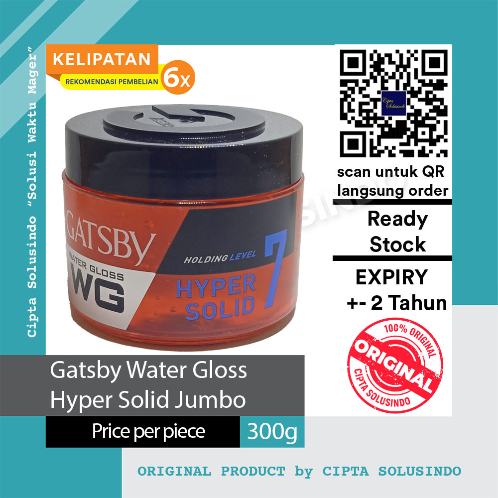 Jual Hair gel rambut gatsby water gloss Hyper Solid Level 7 Jumbo 300g ...
