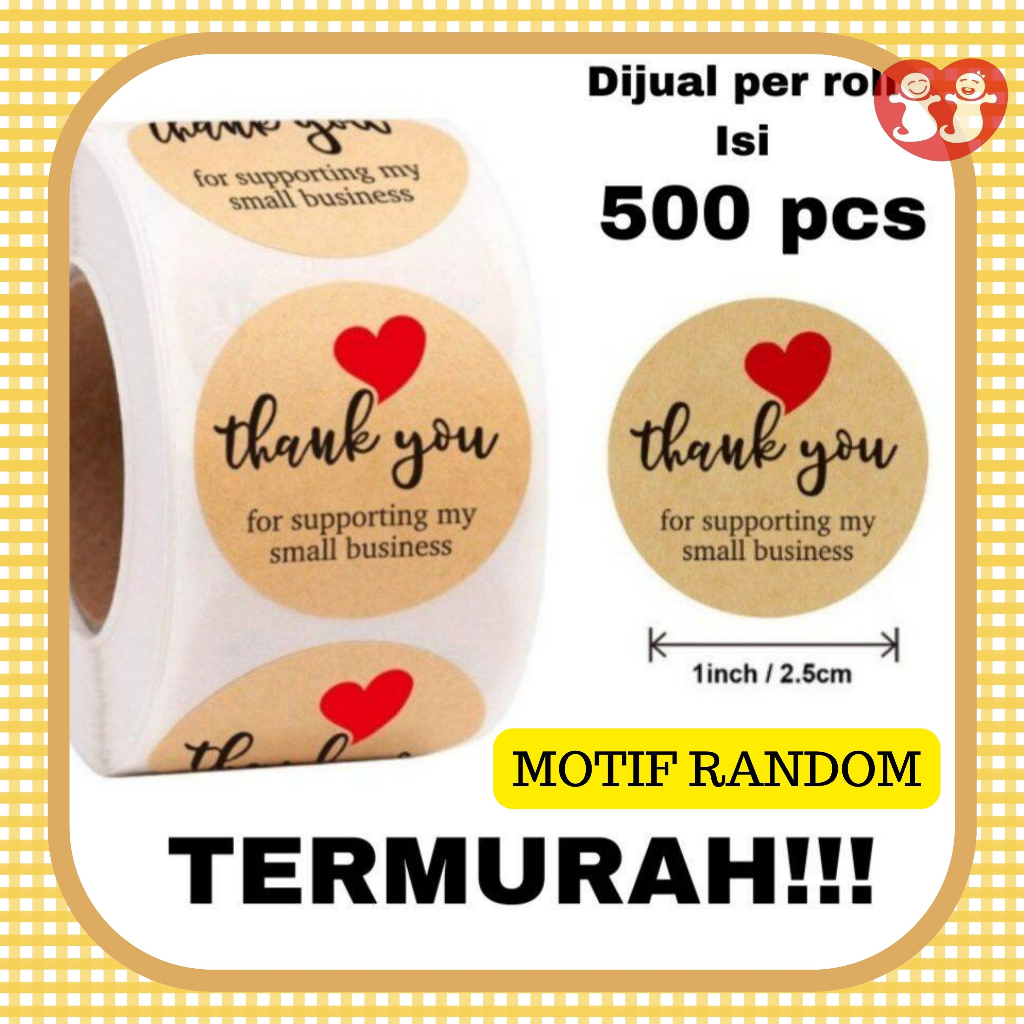 Jual Sticker Thank you 500pcs / Stiker Terima Kasih warna Self Adhesive ...