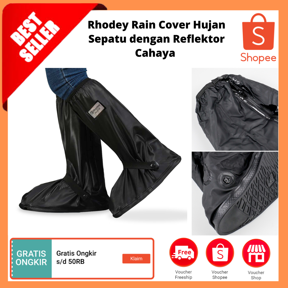 Jual Rhodey Rain Cover Hujan Sepatu dengan Reflektor Cahaya XL / Jas ...