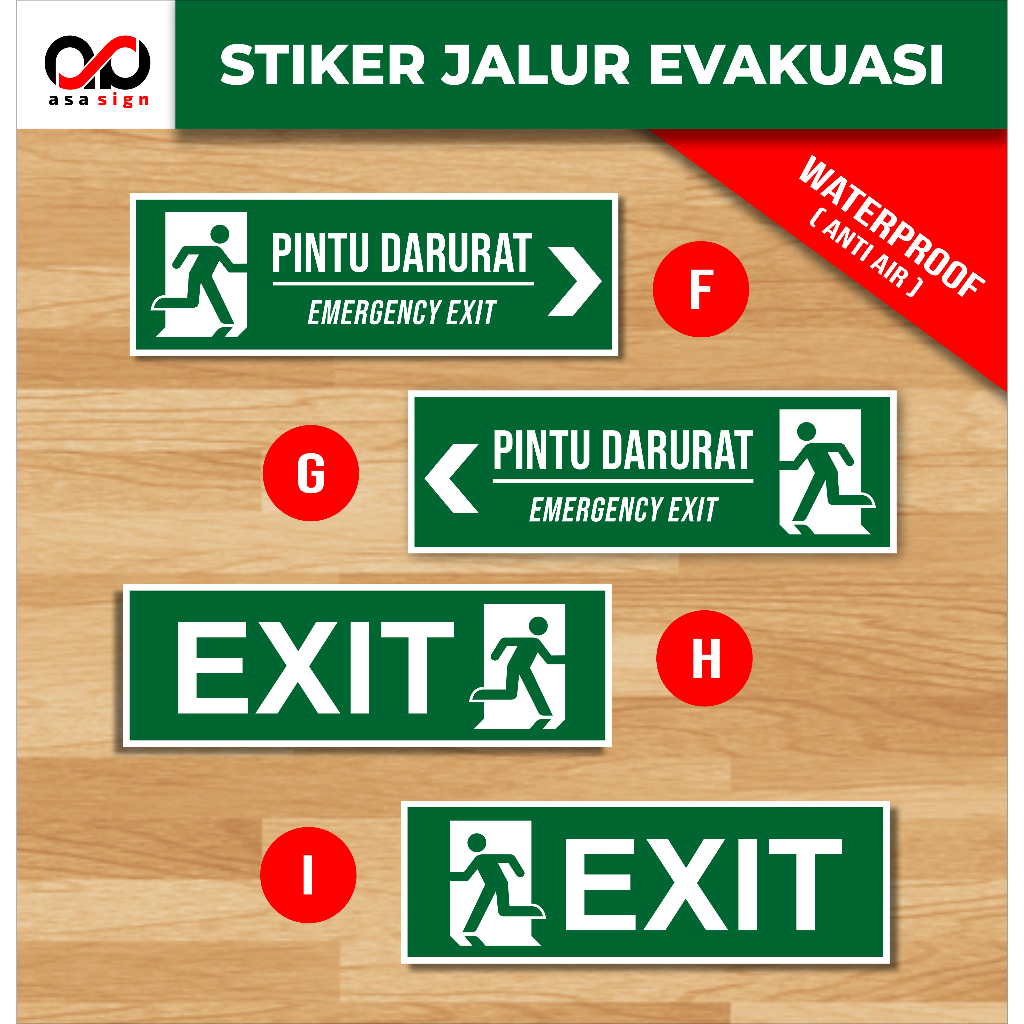 Jual STIKER EXIT, JALUR EVAKUASI, PINTU DARURAT DAN TITIK KUMPUL ...