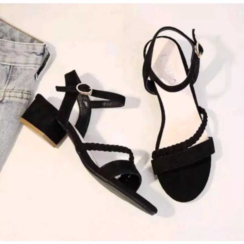 Jual Heels wanita model kepang tali L tinggi 3cm 01 | Shopee Indonesia