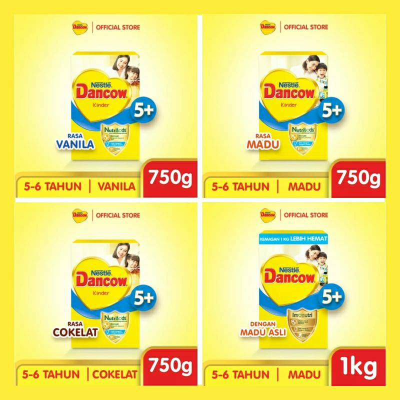 Jual Dancow 5+ 750g - 1kg Vanila / Coklat / Madu Susu Pertumbuhan Anak 5-12 Tahun | Shopee Indonesia