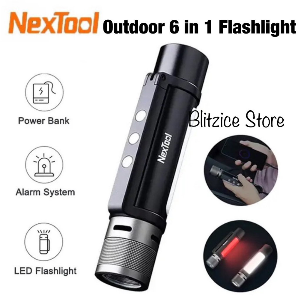 Jual Nextool Outdoor 6 in 1 Flashlight 1000 Lumens Senter LED Visual Alarm Light Camping ...