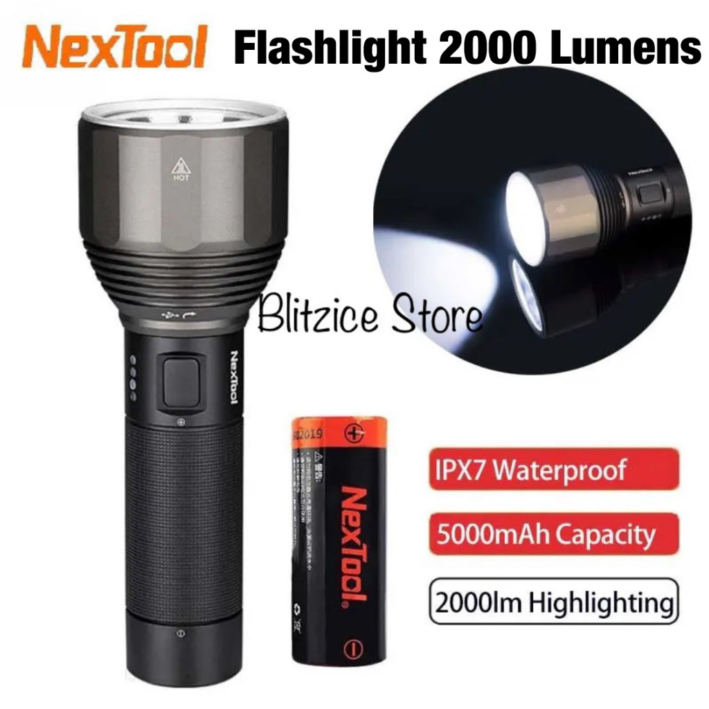Jual Nextool Flashlight 2000 Lumens Senter LED Rechargeable Light Camping Outdoor Waterproof ...