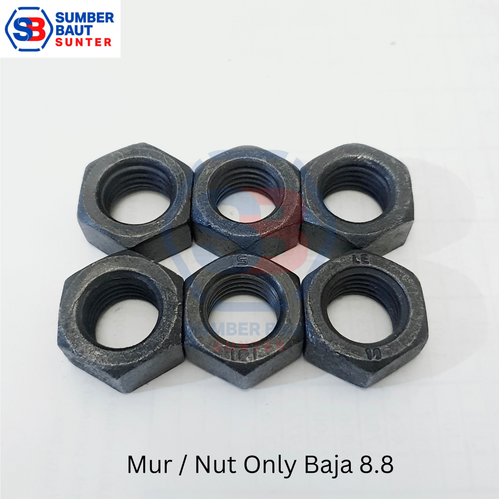 Jual M10 x 1.25 Mur Baja 8.8 Hitam Nut Only Hex High Tensile Halus Kunci 14 | Shopee Indonesia
