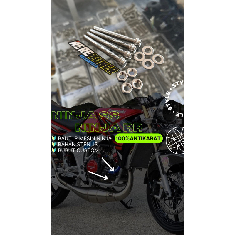 Jual Baut engine mounting ninja r ninja ss baut stenlis custom pangkon mesin depan ninja rr baut ...