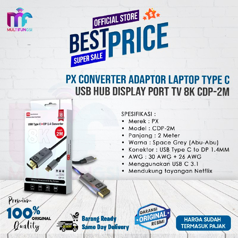 Jual PX Converter Adaptor Laptop Type C USB Hub Display Port TV 8K CDP ...