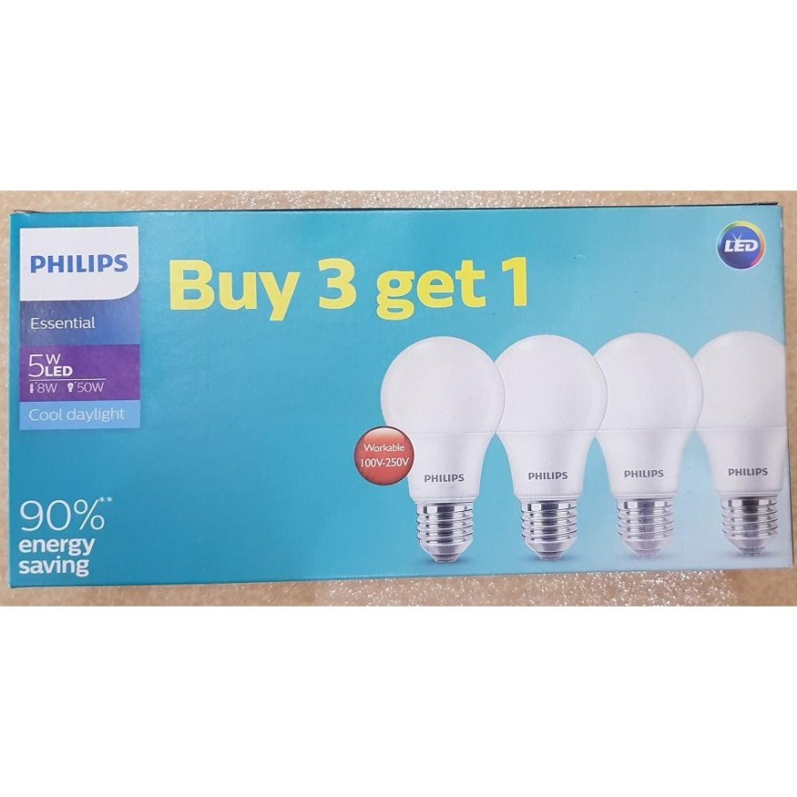 Jual Lampu Philips Essential Led 5W 5 Watt Multipack Beli 3 Gratis 1 ...