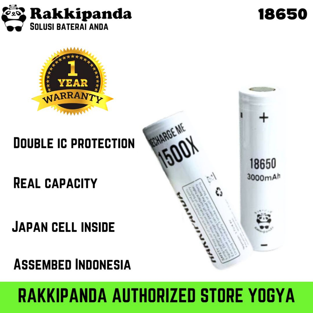 Jual Baterai Batrai Batre Battery Rakkipanda vape / vapor 18650 Flat ...